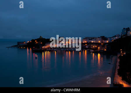 Tenby harbour at night Stock Photo - Alamy