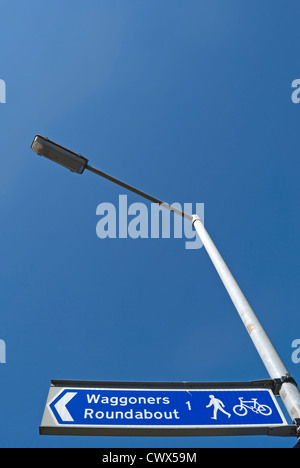 left pointing cycle and walking route sign, showing direction and ...