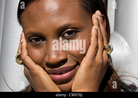African Ebu Nigerian young woman smiling Stock Photo - Alamy