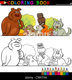 Cute funny squirrel for coloring. Template for a coloring book with ...