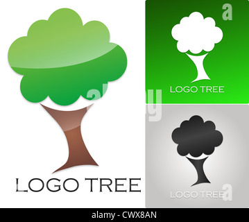 tree leaf logo template Stock Photo - Alamy