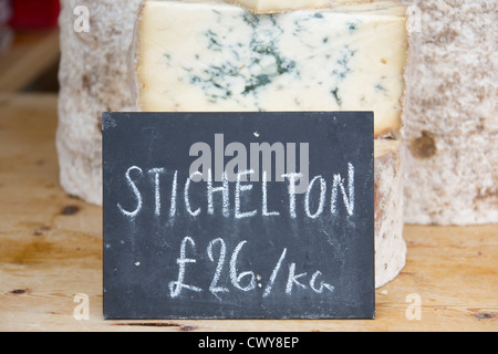 Stichelton Blue Cheese on sale at a food fair Stock Photo - Alamy