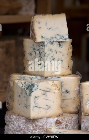 Stichelton Blue Cheese on sale at a food fair Stock Photo - Alamy