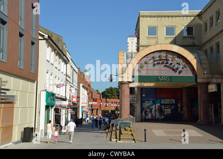 Redhill, Surrey, UK - town centre, facing north with Harlequin steps ...
