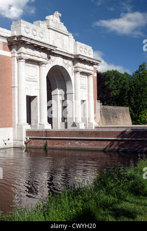 Menin Gate memorial arch, Ypres, Belgium, with one of the Lions Stock ...