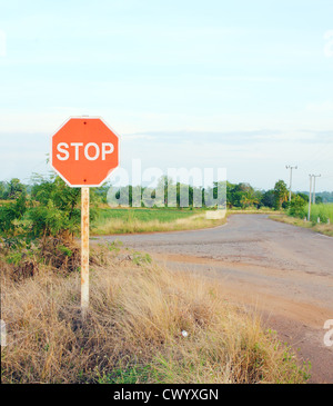 Stop sign and the view in a country road Utah state Stock Photo - Alamy