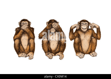 An illustration of the three wise monkeys, hear no evil, see no evil ...