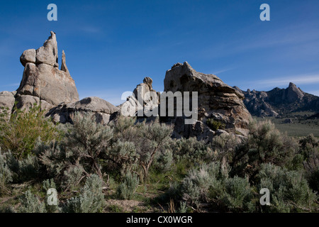 Fanciful rock shapes at City of Rocks National Reserve, Almo, ID Stock ...