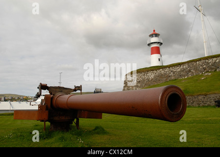 Skansin lighthouse with an old cannon, Torshavn, Faroe islands Stock Photo - Alamy