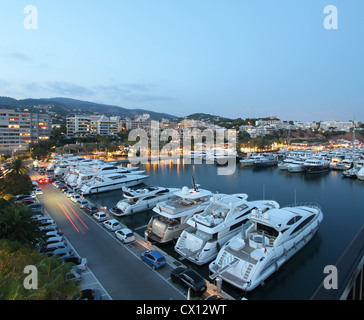 Puerto Portals Marina at dusk / night - luxury superyachts ...