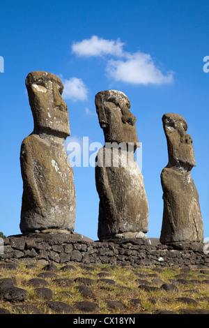 Three Moai View Stock Photo - Alamy