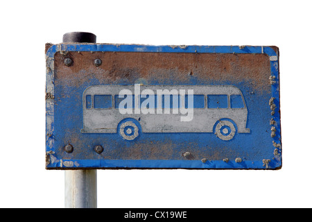 Old blue bus isolated over white with clipping path Stock Photo - Alamy