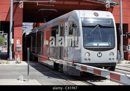 Metro gold-line train heading towards downtown Los Angeles Stock Photo ...
