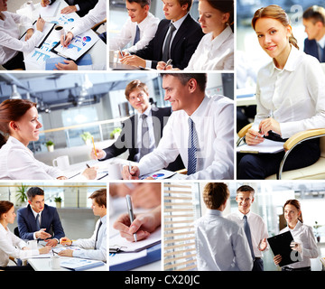 Collage of successful business people during work Stock Photo - Alamy
