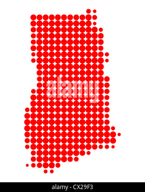 Map of Ghana in red on blue political globe with transparent oceans. 3D ...