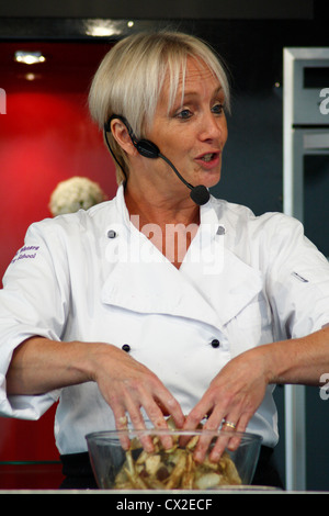 TV celebrity chef, Lesley Waters giving public cookery demonstration ...