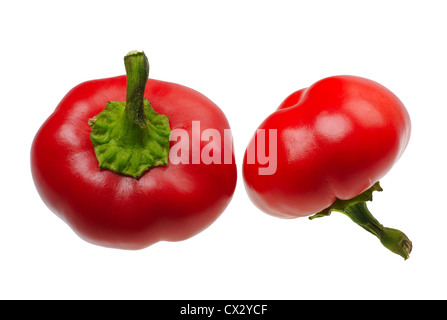 Two small round red peppers on a white background, isolated Stock Photo ...