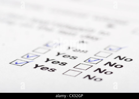 Check box yes or no Stock Photo: 49771383 - Alamy