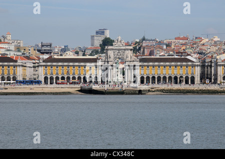Lisbon Comercio Square seen from Tagus River Stock Photo - Alamy