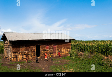 Weliata Sodo Ethiopia Africa Gamo tribe home with children playing ...