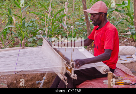 Gamo Gofa Ethiopia Africa man weaving in Gamo Tribe traditional methods ...