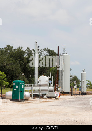 Remote crude oil pumping and truck loading facility for rural oil wells ...