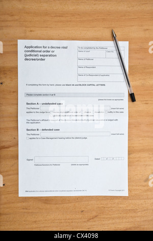 Divorce paperwork- application for decree nisi Stock Photo - Alamy
