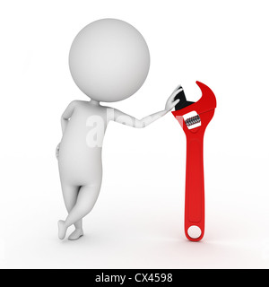 Wrench icon isolated on 3d cyan blue round button abstract illustration ...