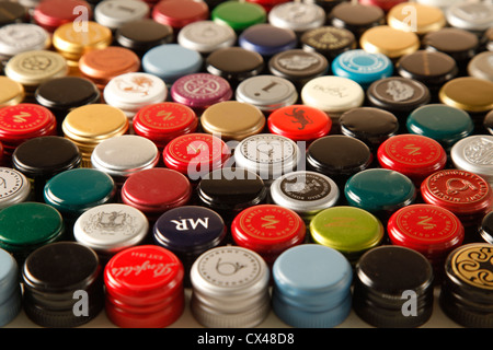 Stelvin wine bottle closures Stock Photo - Alamy
