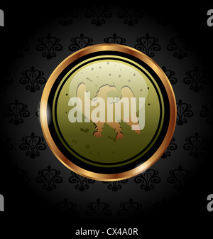 Illustration golden frame label with heraldic shield and grapevine for ...