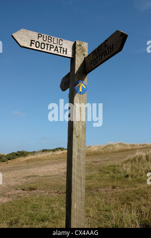 Marker post for the Suffolk Coast Path Stock Photo - Alamy