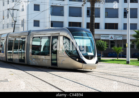 Tram on the streets of Moroccan capital city of Rabat. Tram in motion ...