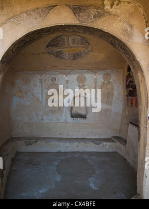Cave frescoes in the Udabno Monastery refectory, completed during the ...
