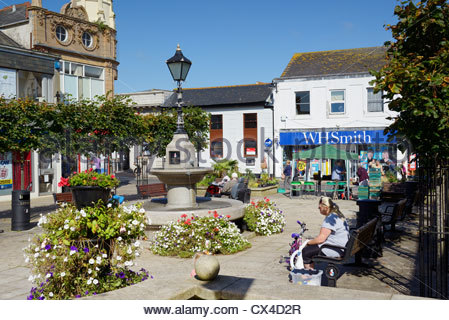 Camborne town centre Commercial Square, Cornwall England UK Stock Photo ...
