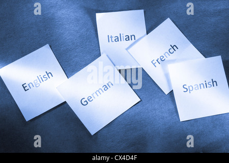 Cards with different languages Stock Photo - Alamy