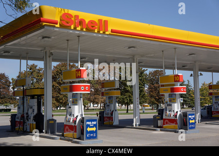 Shell petrol pumps at a Shell petrol station Stock Photo - Alamy
