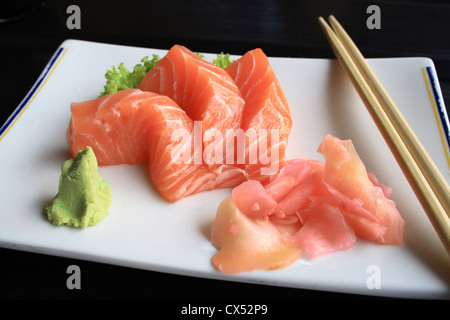 Asian cuisine - sushi with raw salmon Stock Photo - Alamy
