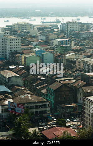 Yangon (Rangoon): Yangon River, rusty ship, port crane, , Yangon Region ...