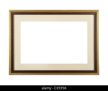Wooden picture frame with passe-partout, isolated on white Stock Photo ...