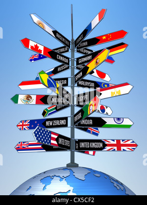 around the world flags Stock Photo - Alamy