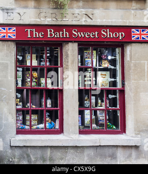 Window of The Bath Sweet Shop on Abbey Green in the City of bath ...