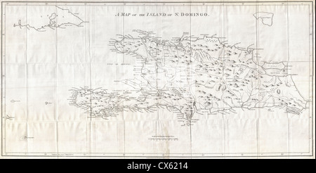 This map of Hispaniola illustrates the Caribbean island shared by Haiti ...