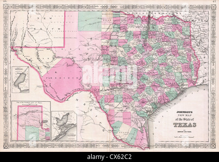 The 1866 Johnson Map of Texas is a detailed historical cartographic ...