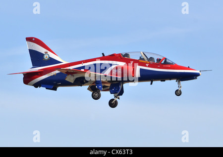 Hawk T1 jet operated by the British Royal Air Force's (RAF) Red Arrows ...