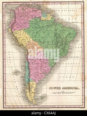 The 1827 Finley Map of South America provides a detailed depiction of ...