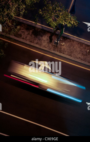 Slow shutter driving at night through New Jersey in the rain Stock ...