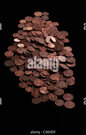 euro coins copper cent heap pile many money finances euro metal coins ...