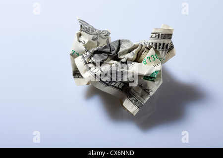 Crumpled one US dollar bill isolated on white Stock Photo - Alamy