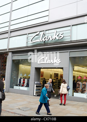 Clarks Shoes store front on Market street Manchester city centre UK ...