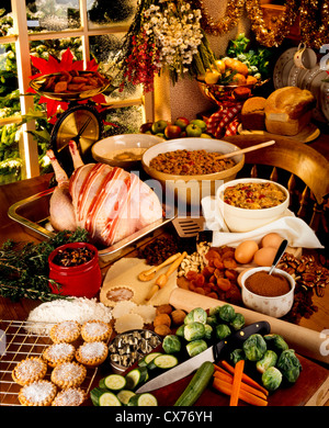 Ingredients for Christmas cooking, winter baking cookies, gingerbread ...